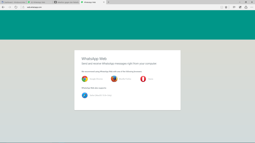 Anleitung: So funktioniert Whatsapp Web auch mit Microsoft Edge Browser ...