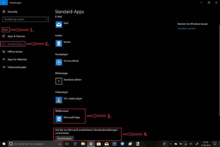 Windows 10 Standard-Apps festlegen/zurücksetzen - WindowsUnited