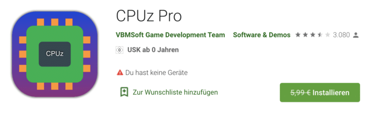 Statt 5,99 Euro heute kostenlos: CPUz Pro - WindowsUnited